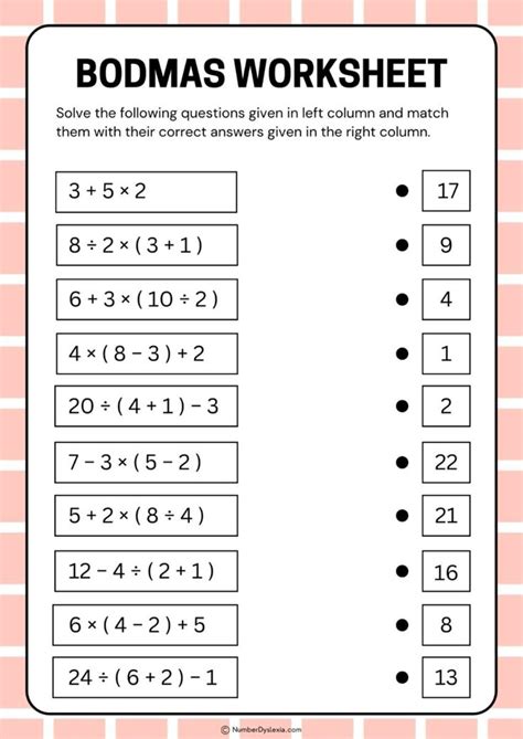 Printable Bodmas Worksheets Mathematics Worksheets Grade 5 Math Worksheets 4th Grade Math