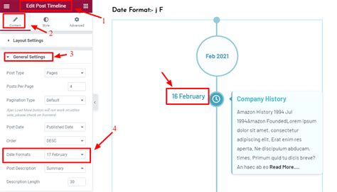 Post Timeline Date Formats Timeline Widget Pro For Elementor