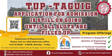Tup Taguig Application For Admission Tup T Admissions Facebook