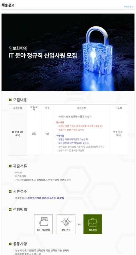 [영보화학] It분야 정규직 신입사원 채용 공모전 대외활동 링커리어