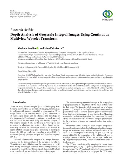 Pdf Depth Analysis Of Greyscale Integral Images Using Continuous