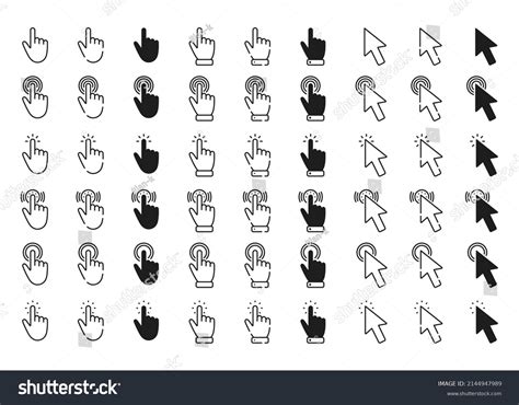 Hand Cursor Pointer Line Icons Clicking เวกเตอร์สต็อก ปลอดค่าลิขสิทธิ์ 2144947989 Shutterstock