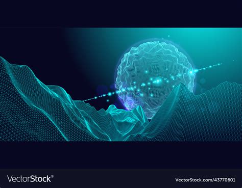 Abstract Sphere Wireframe Landscape Background Vector Image