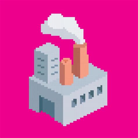 Factory Icon Pixel Art Illustration On Isolated Background 75279574