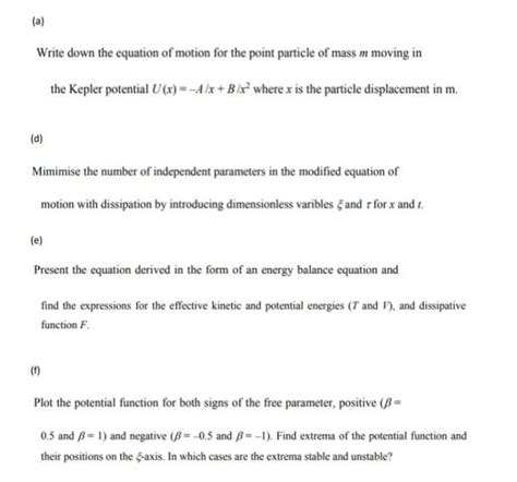 solved a write down the equation of motion for the point particle of