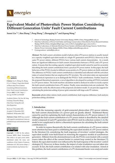Pdf Equivalent Model Of Photovoltaic Power Station Considering Different Generation Units