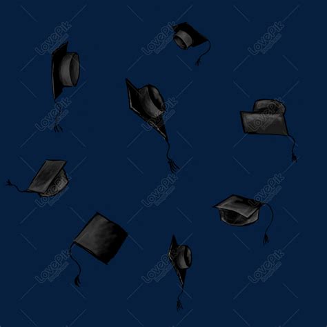 여러 졸업 모자가 날아 가기 Png 일러스트 무료 다운로드 Lovepik