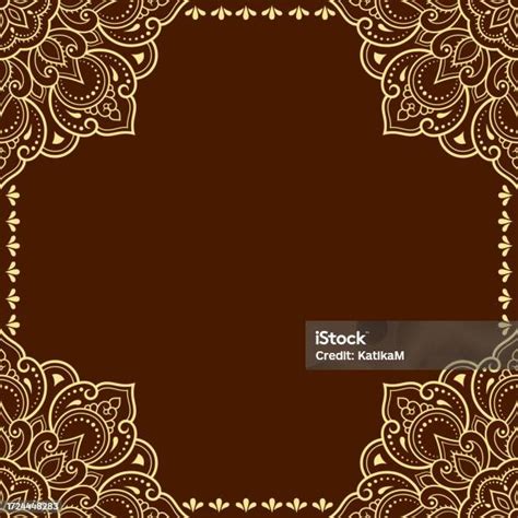 동부 전통의 프레임 헤나 문신 장식 패턴으로 양식화책 노트북 관 잡지 엽서 및 폴더에 대한 커버를 장식합니다 멘디 스타일의 꽃 테두리 레이스에 대한 스톡 벡터 아트 및 기타