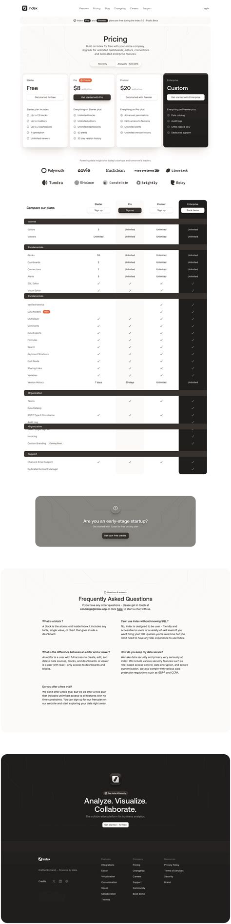 Index Pricing Page Saas Landing Page