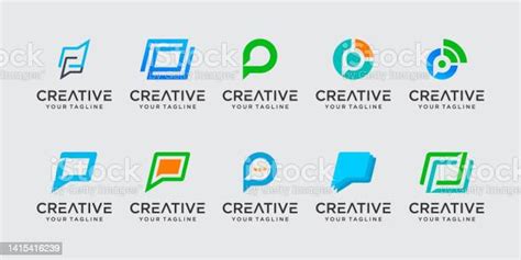 추상 초기 문자 P 로고 템플릿의 집합입니다 패션 디지털 기술의 비즈니스를위한 아이콘 로고에 대한 스톡 벡터 아트 및 기타 이미지 로고 알파벳 P 대화 풍선 문자