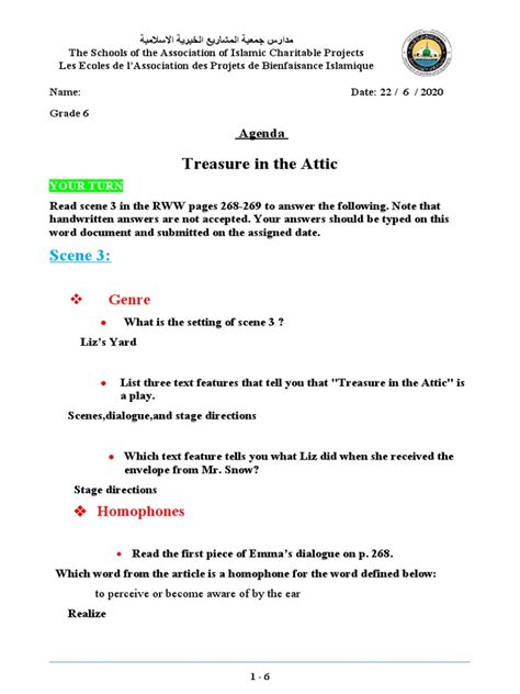 English G6 U4 L2 Treasure In The Attic Hw 1 Pdf