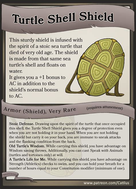 OC HOMEBREW Turtle Shell Shield By Catilus R DnD