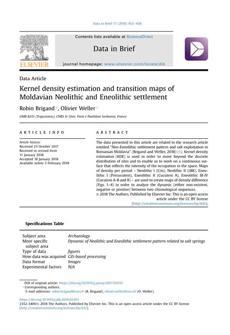 Pdf Kernel Density Estimation And Transition Maps Of Moldavian Neolithic And Eneolithic Settlement