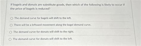 Solved If Bagels And Donuts Are Substitute Goods Then Which