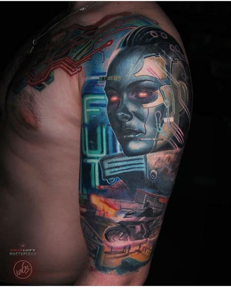 My Cyberpunk Tattoo Cyberpunk Tattoo Half Sleeve Tattoos Color Tattoos