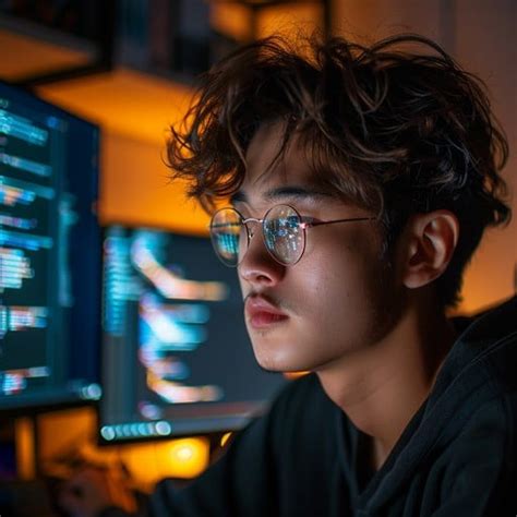 free nighttime coding session image download at stockcake