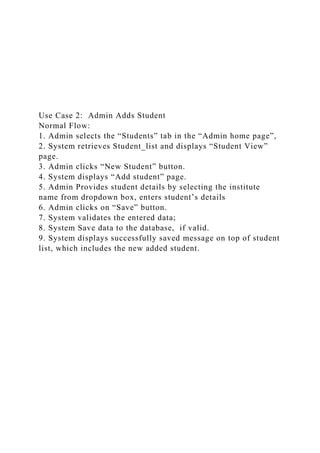 Use Case 1 User LoginActor Admin Faculty Or BabeBa Docx