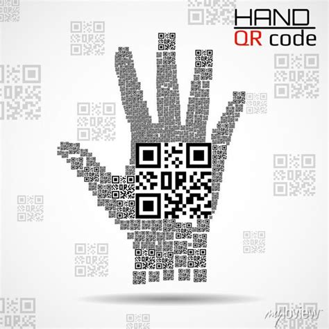 Qr Code Hand Silhouette Human Hand With Qr Code Technology Wall Mural Murals Finger Design