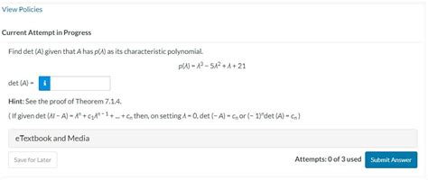 Solved Find det A given that A has p λ as its Chegg