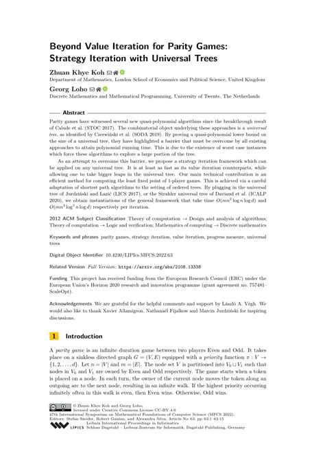 Pdf Beyond Value Iteration For Parity Games Strategy Iteration With