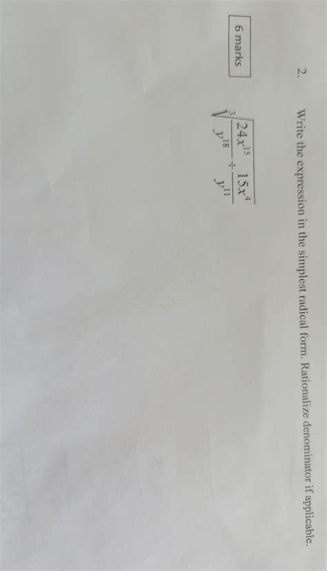 Solved Write The Expression In The Simplest Radical Form