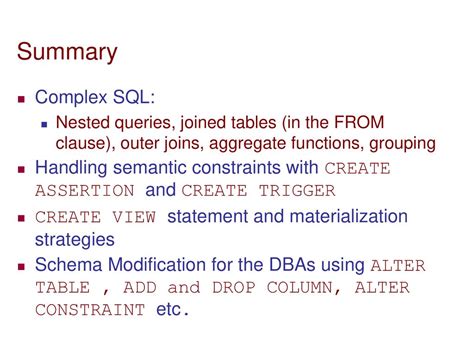 More SQL Complex Queries Triggers Views And Schema Modification