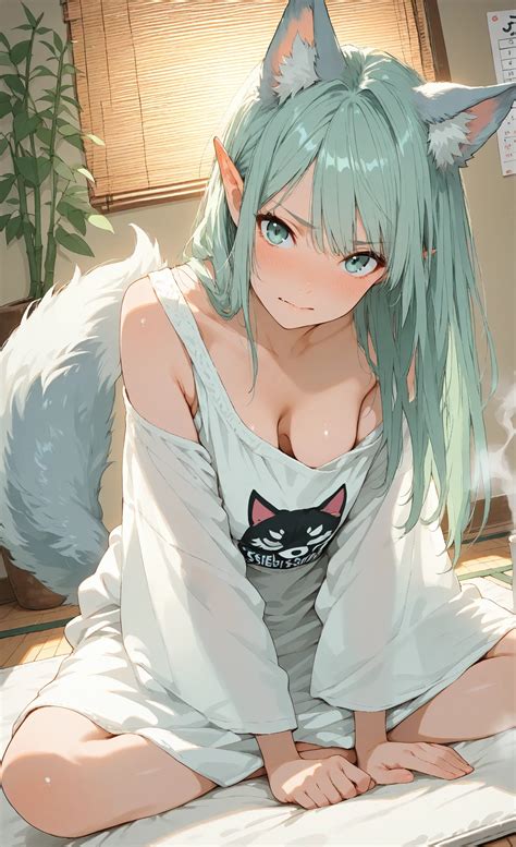 Best Quality Ultra Detailed Masterpiece Wolf Girl Masseuse In Seated