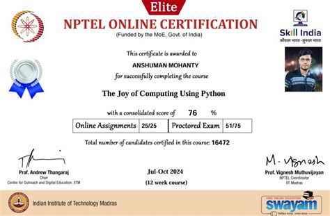anshuman mohanty on linkedin nptel joyofcomputing learningjourney