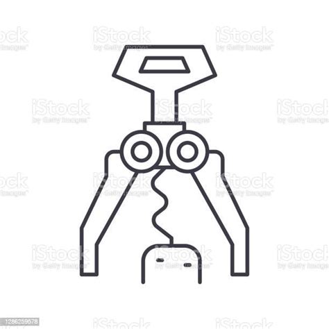 와인 오프너 아이콘 선형 절연 일러스트레이션 얇은 선 벡터 웹 디자인 기호 흰색 배경에 편집 가능한 스트로크와 개요 개념 기호