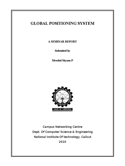 Global Positioning System A Seminar Report Pdf Global Positioning System