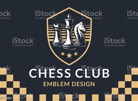 체스 클럽 엠 블 럼벡터 일러스트 레이 션 어두운 배경 디자인 Championship에 대한 스톡 벡터 아트 및 기타 이미지 Championship 개체 그룹 검은색