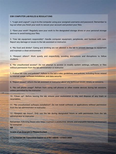 computer lab rules pdf