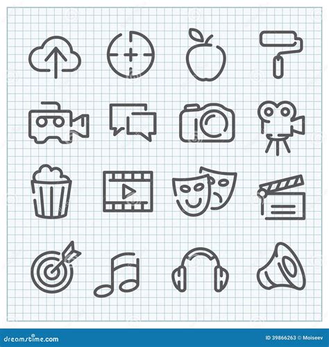 Modern Vector Linear Icons Set Stock Vector Illustration Of Thetre