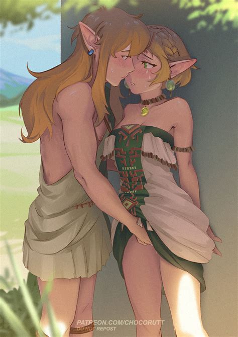 Rule 34 1boy 1girls Against Wall Archaic Set Zelda Blonde Hair