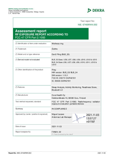 Oura Health L T D Gen3 Ring