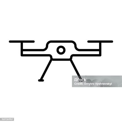 드론 윤곽선 벡터 아이콘은 흰색 배경에 분리되어 있습니다 웹 모바일 및 Ui 디자인을 위한 드론 라인 아이콘 Multicopter에 대한 스톡 벡터 아트 및 기타 이미지