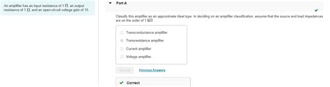 Solved An Amplifier Has An Input Resistance Of 1Ω An Output