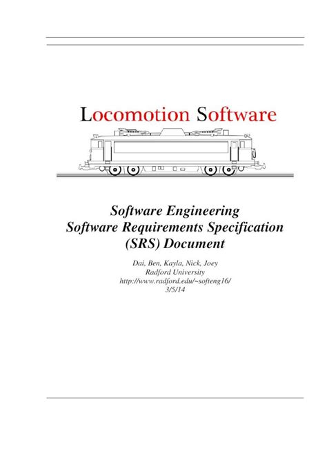 Pdf Software Requirements Specification Document Templatesofteng16 Software · Introduces