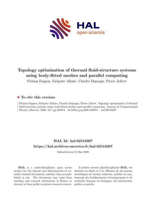 Pdf Topology Optimization Of Thermal Fluid Structure Systems Dokumentips