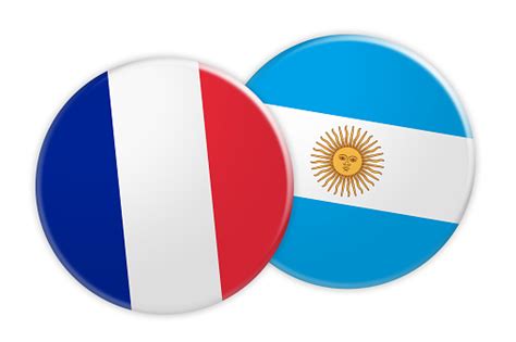 뉴스 개념 프랑스 국기에 아르헨티나 플래그 단추 백색 배경에 3d 그림 3차원 형태에 대한 스톡 벡터 아트 및 기타 이미지 3차원 형태 International