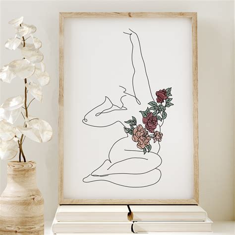 Curvy Woman Body Line Art Nude Woman Art Poster Body Etsy