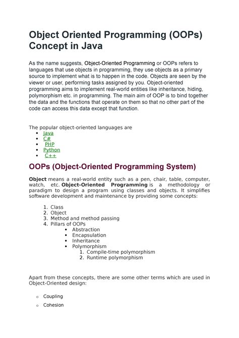 1introduction To Oops Object Oriented Programming Oops Concept In Java As The Name Suggests
