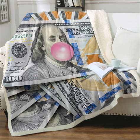 One Hundred Dollar Bill Throw Blanket Cute Benjamin Franklin Wink