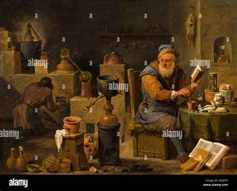 David Teniers The Younger The Alchemist Painting In Oil On Panel