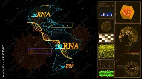 Mrna Model To Cure Simulation On Computer Digital Global With Monitor