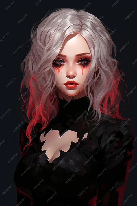 Premium Photo An Illustration Of A Woman With White Hair And Red Eyes