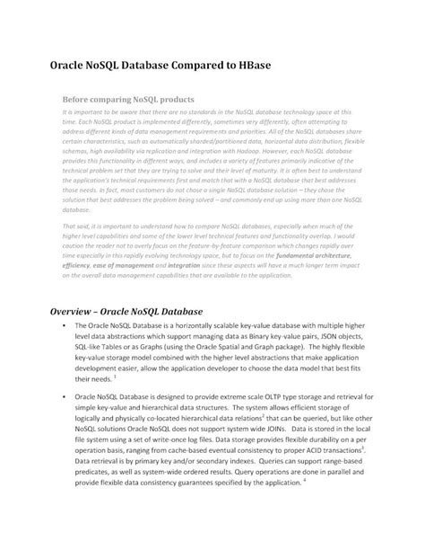 Pdf Oracle Nosql Database Compared To Hbase€¦ · Apache Project For 6 Years Nosql Db