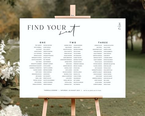 Modern Seating Chart Template Printable Wedding Seating Chart Long