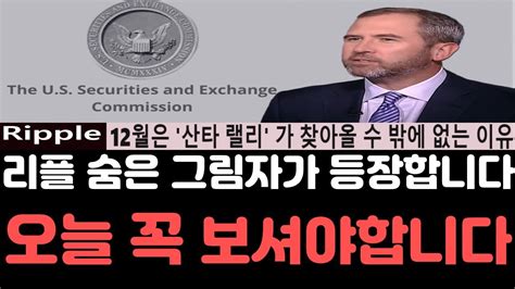리플전망 리플 Xrp 12월 빅 이벤트를 시작으로 숨은 그림자가 드디어 등장합니다 오늘 영상은 꼭 보셔야합니다 리플전망 리플호재 리플급등 리플코인 리플소송