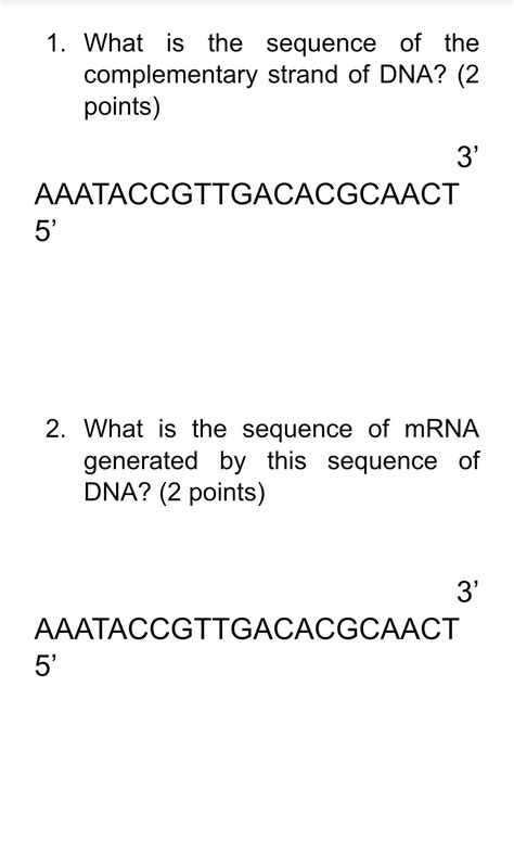 What Is The Sequence Of MRNA Generated By This Chegg Com